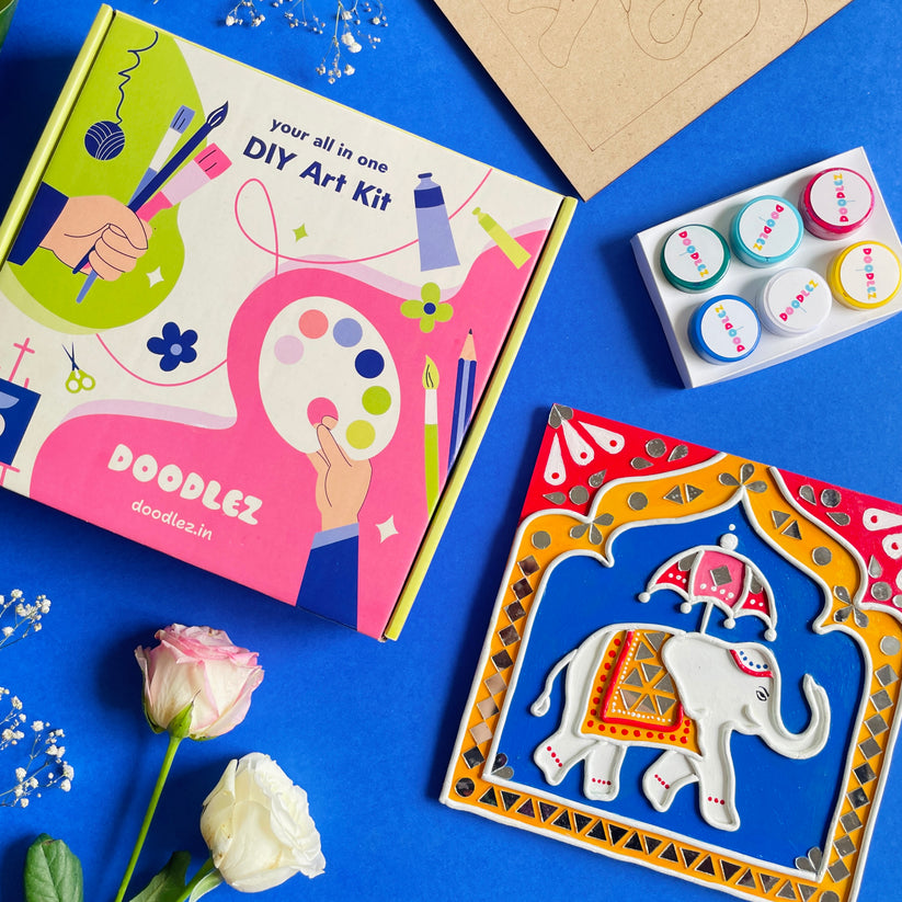 DIY Elephant Lippan Art Kit: Create Stunning Art | Doodlez.in