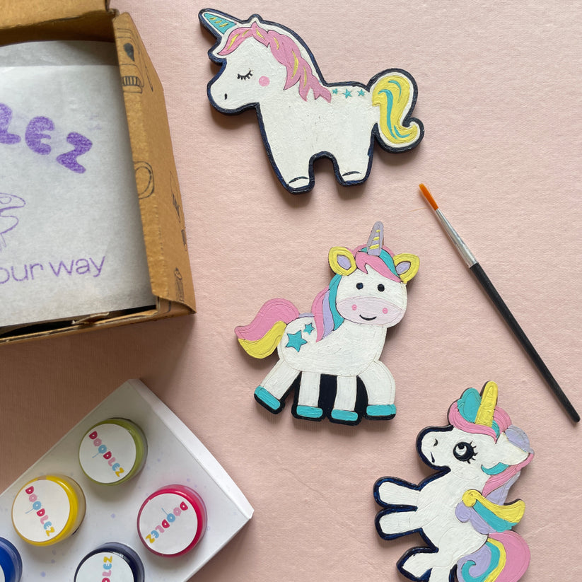 Buy DIY Unicorn Fridge Magnets Kit Online – Painting Kit | Doodlez